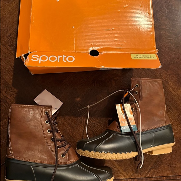 Sporto | Shoes | New Sporto Tan And Black Mens Sz 9 Laceup Duck Boots ...